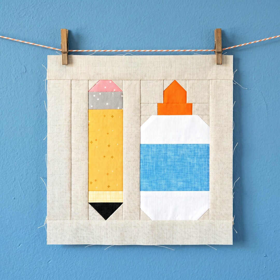 Pencil and Glue Quilt Block Pattern - Trellis & Thyme 6-inch and 12 ...