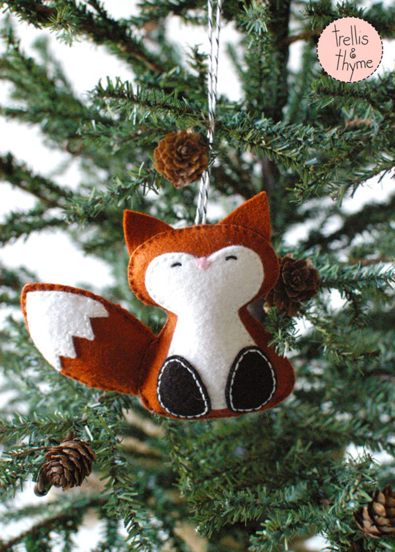 PDF Pattern - Woodland Fox, Winter Felt Ornament Pattern, Christmas ...