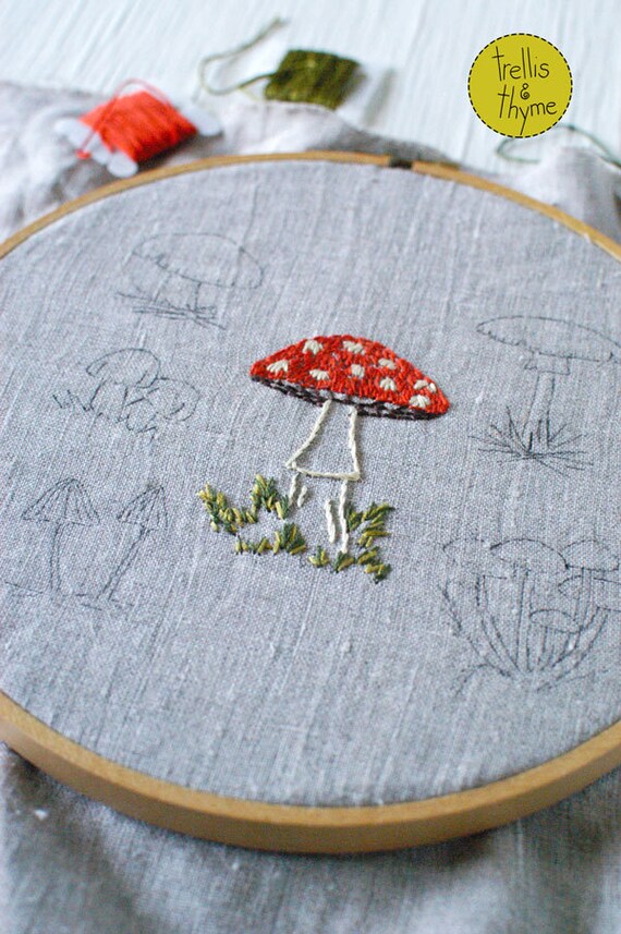 Craft Supplies & Tools Fall Mushrooms Embroidery Pattern PDF Embroidery ...