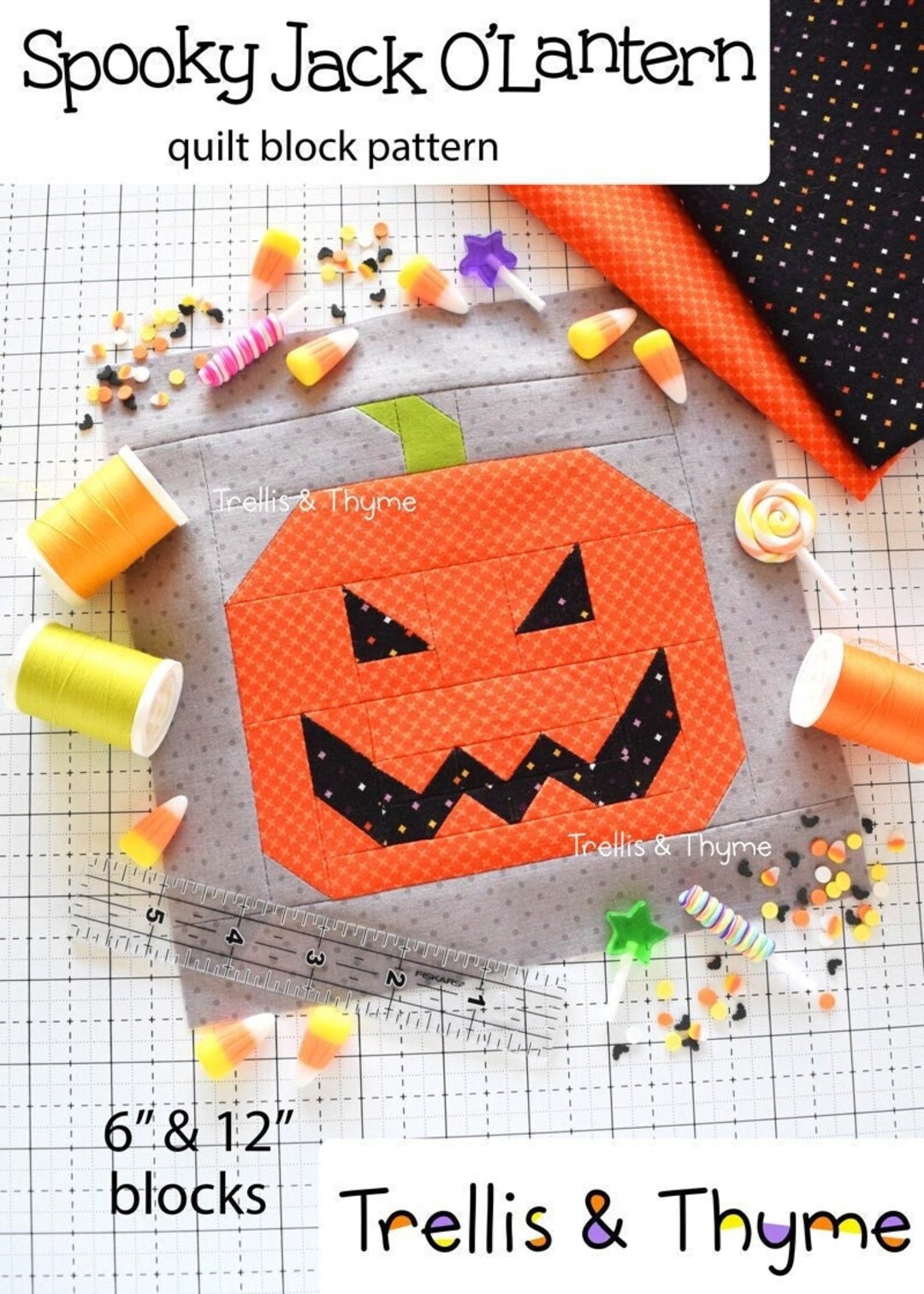 PDF Pattern Spooky Jack O'lantern Quilt Block Pattern - Etsy