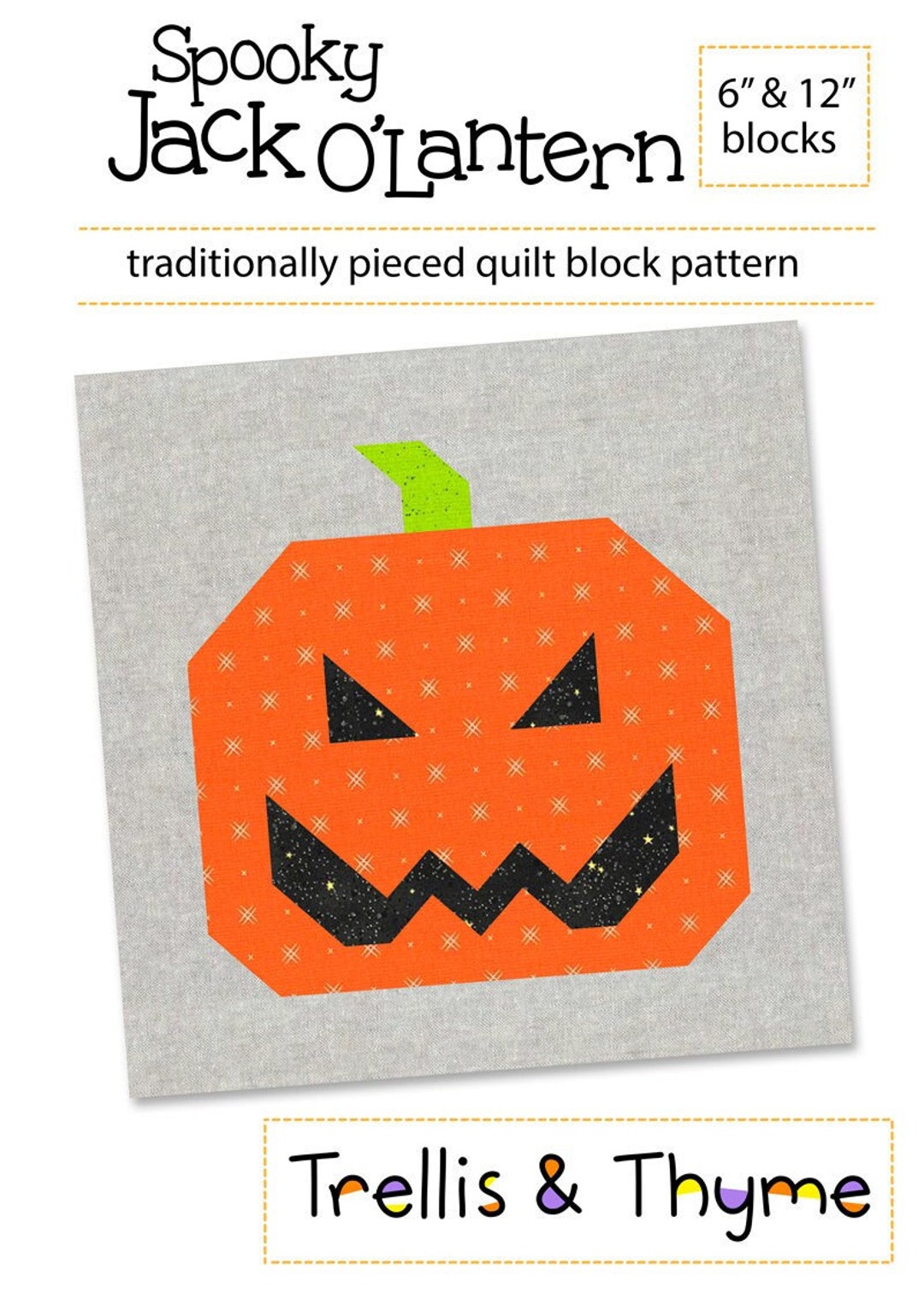 PDF Pattern - Spooky Jack O'lantern Quilt Block Pattern, Halloween ...