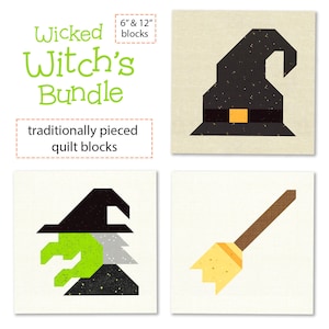 PDF Pattern - Wicked Witch's Quilt Block Bundle, Witch's Broom Quilt ...