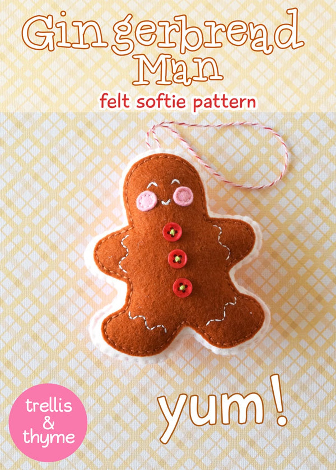 PDF Pattern - Gingerbread Man Felt Pattern, Kawaii Felt Ornament ...