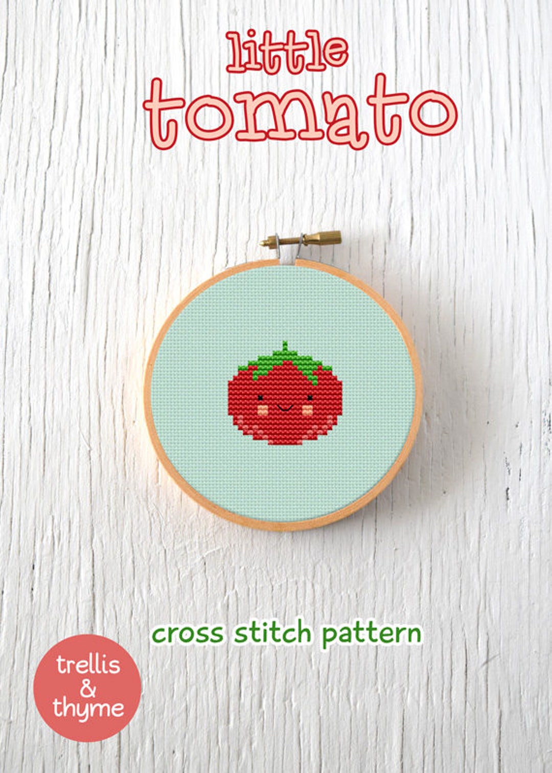 PDF Pattern - Little Tomato Cross Stitch Pattern, Kawaii Tomato Cross ...