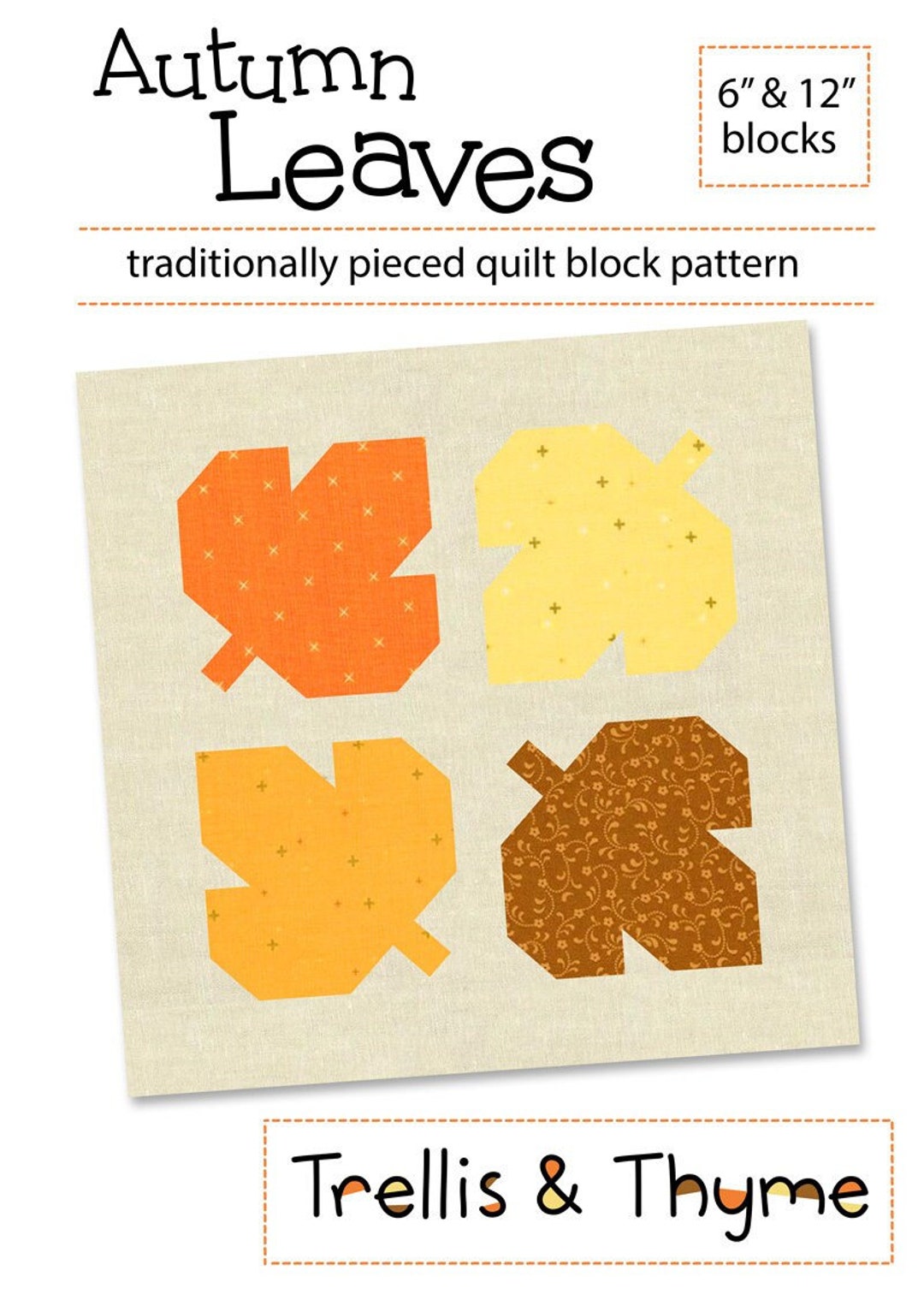 PDF Pattern - Autumn Leaves Quilt Block Pattern, Thanksgiving Quilt ...