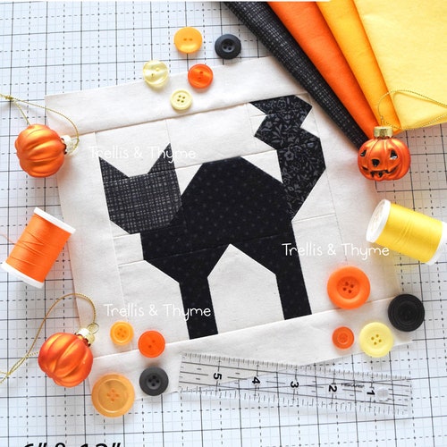 PDF Pattern Scaredy Cat Quilt Block Pattern Halloween Quilt - Etsy UK
