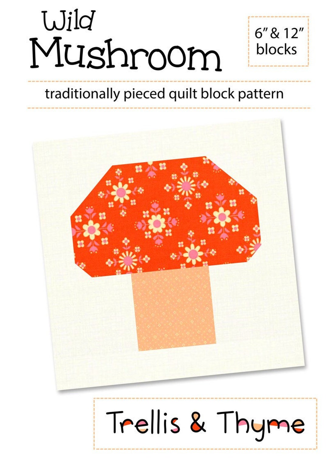 PDF Pattern - Wild Mushroom Quilt Block Pattern, Traditional Quilt ...