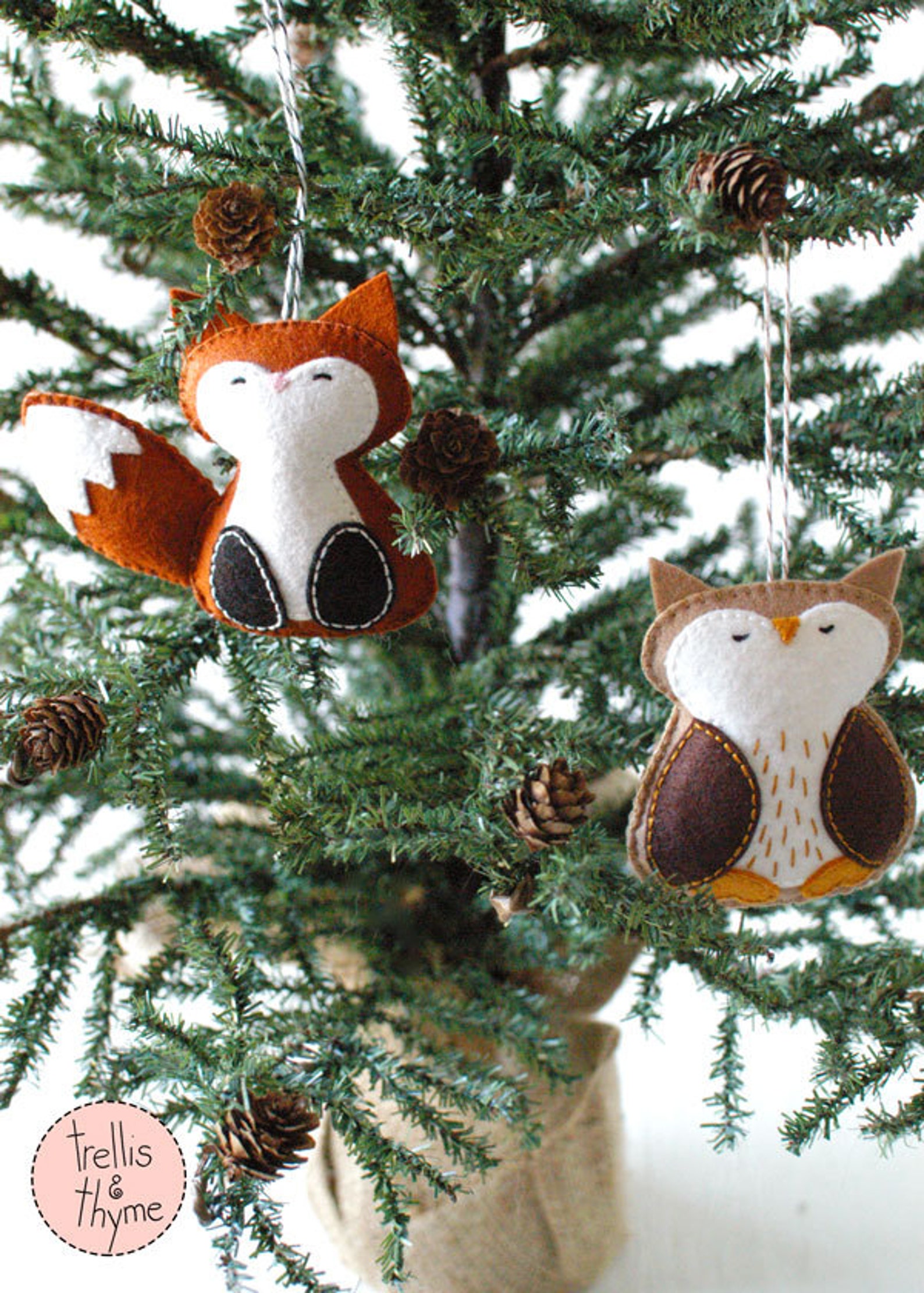PDF Pattern - Woodland Fox, Winter Felt Ornament Pattern, Christmas ...