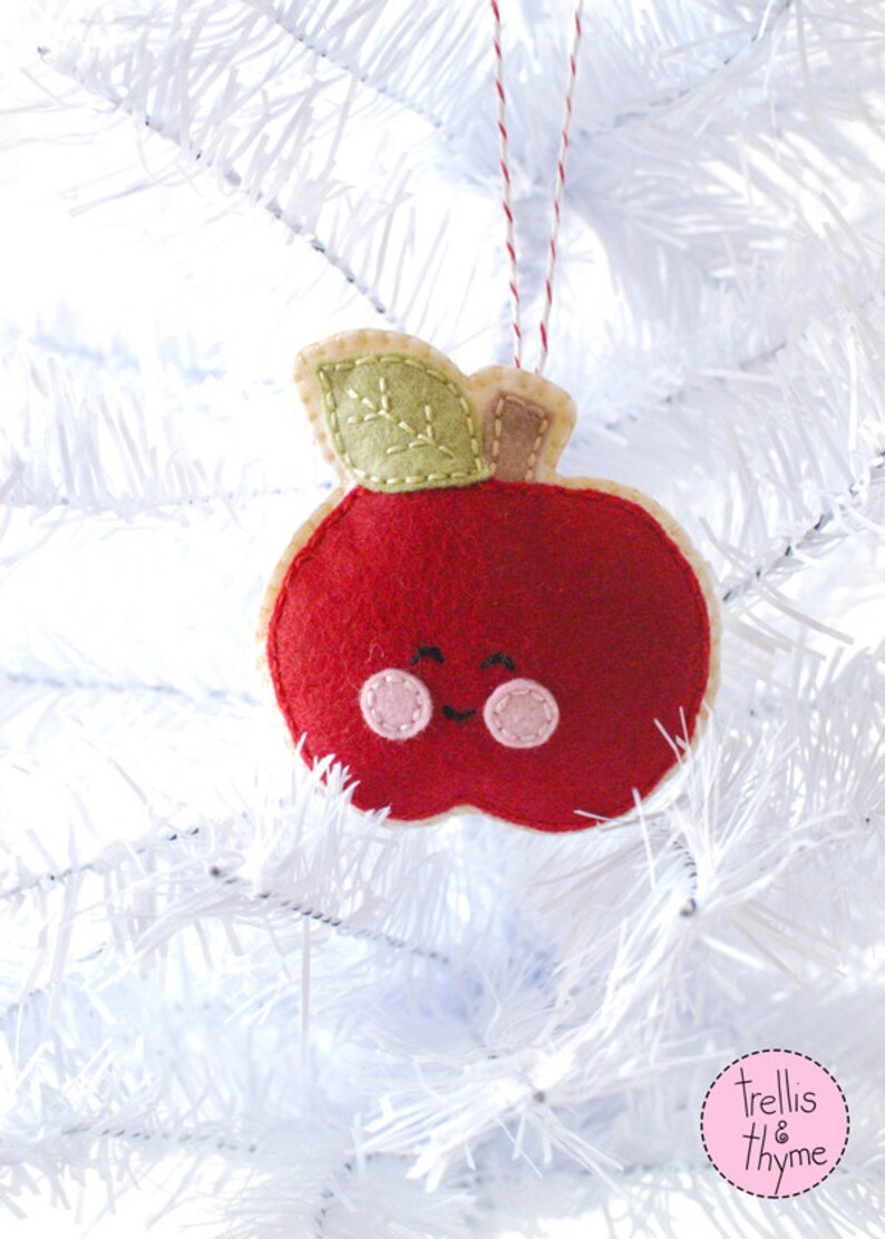 PDF Pattern - Little Apple Sewing Pattern, Autumn Winter Felt Ornament ...