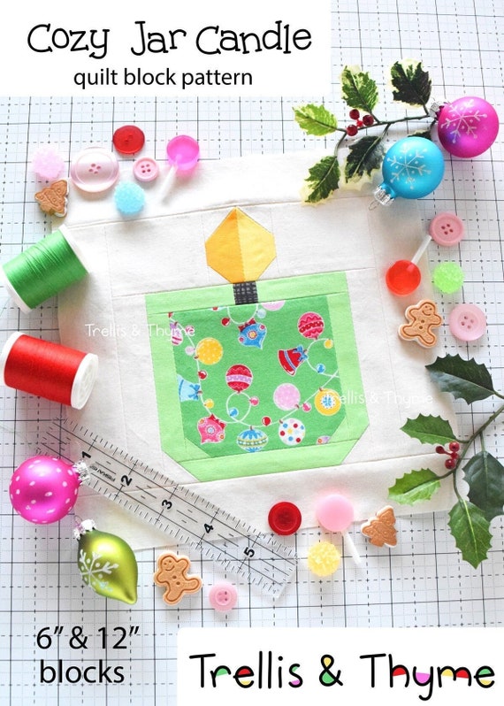 PDF Pattern Cozy Jar Candle Quilt Block Pattern Christmas - Etsy