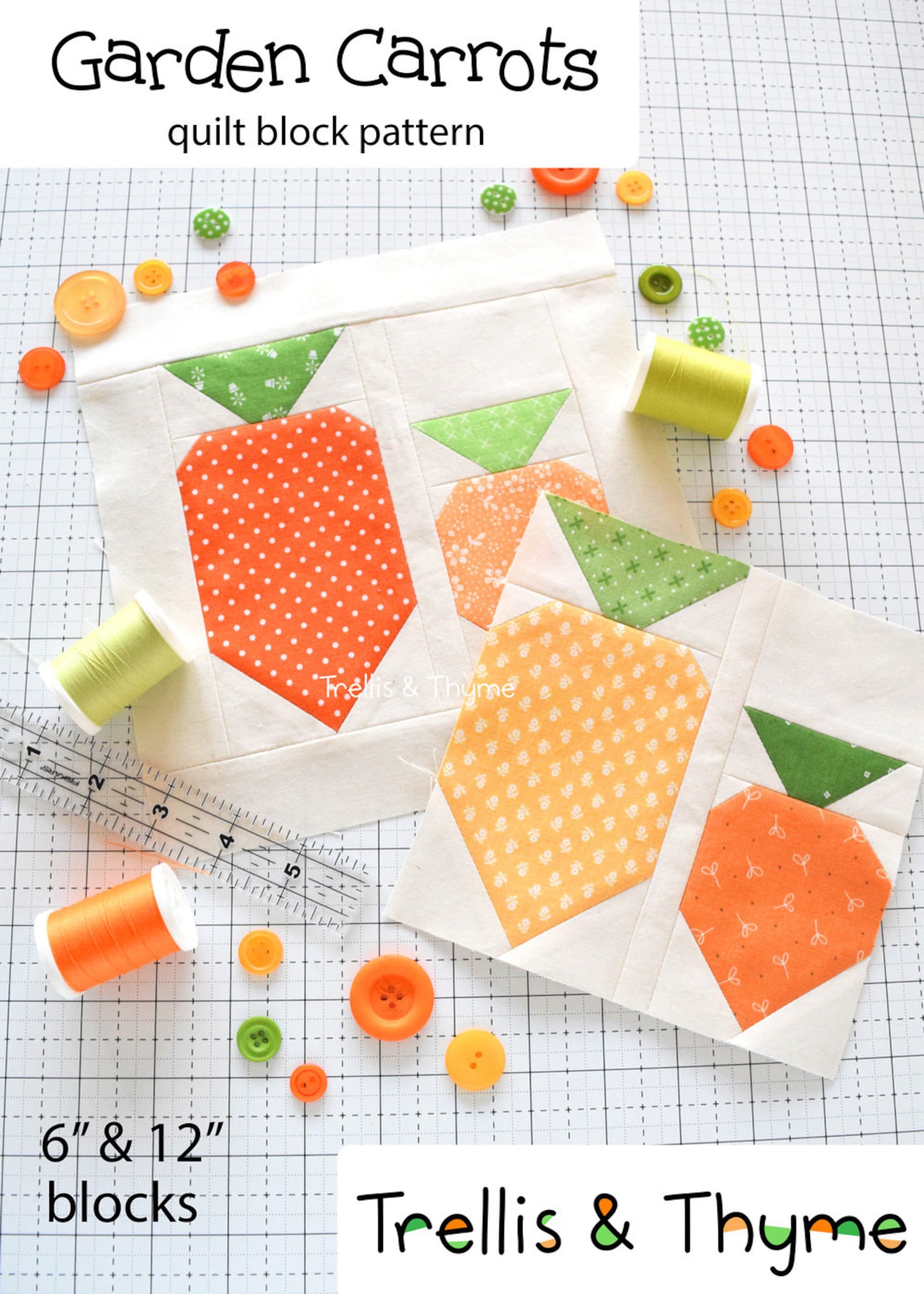 PDF Pattern Garden Carrots Quilt Block Pattern Spring - Etsy
