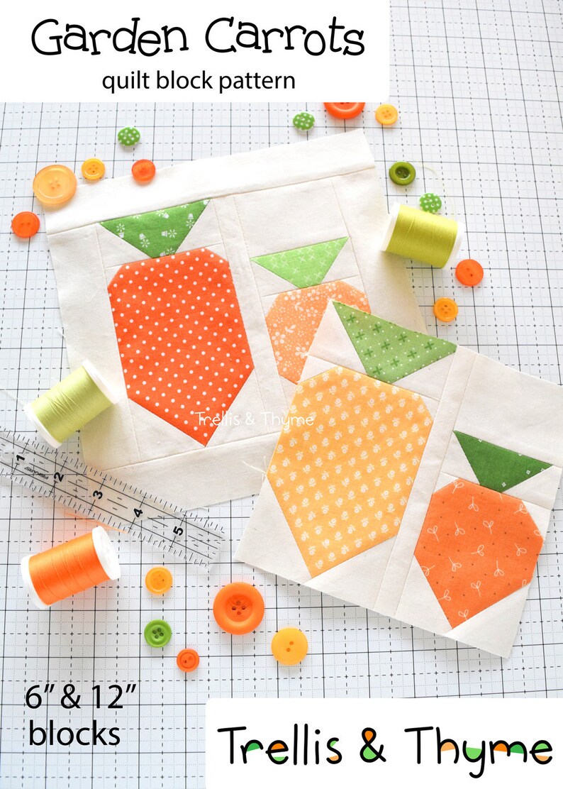 PDF Pattern Garden Carrots Quilt Block Pattern Spring - Etsy