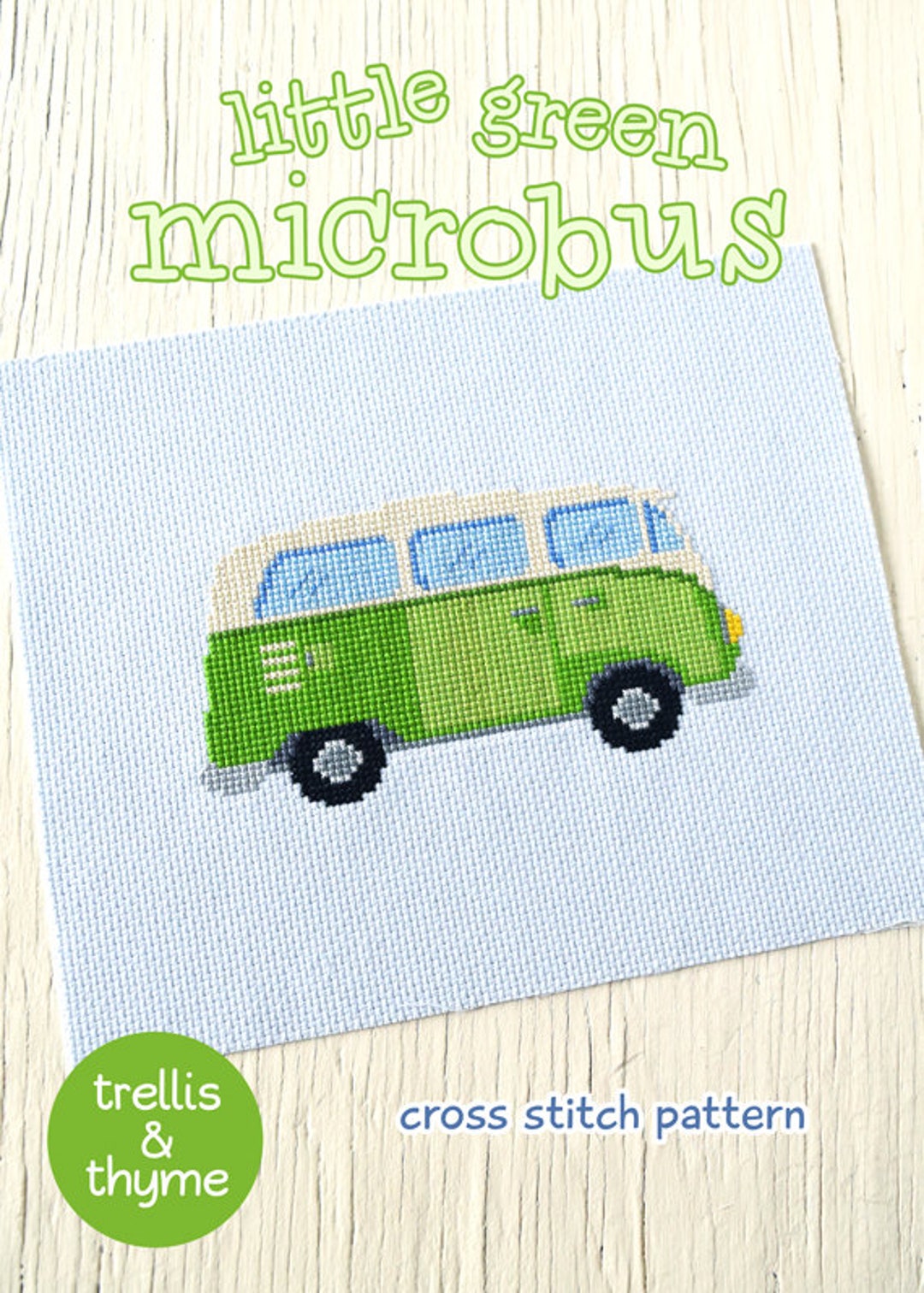 PDF Pattern - Little Green Microbus Cross Stitch Pattern, VW Bus Cross ...