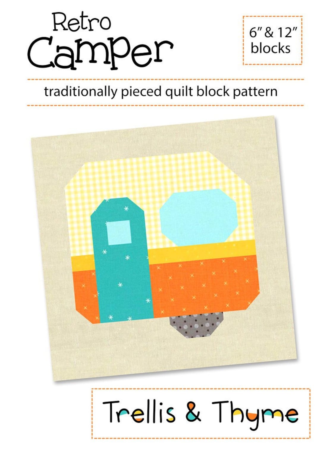PDF Pattern - Retro Camper Quilt Block Pattern, Traditional Quilt Block ...