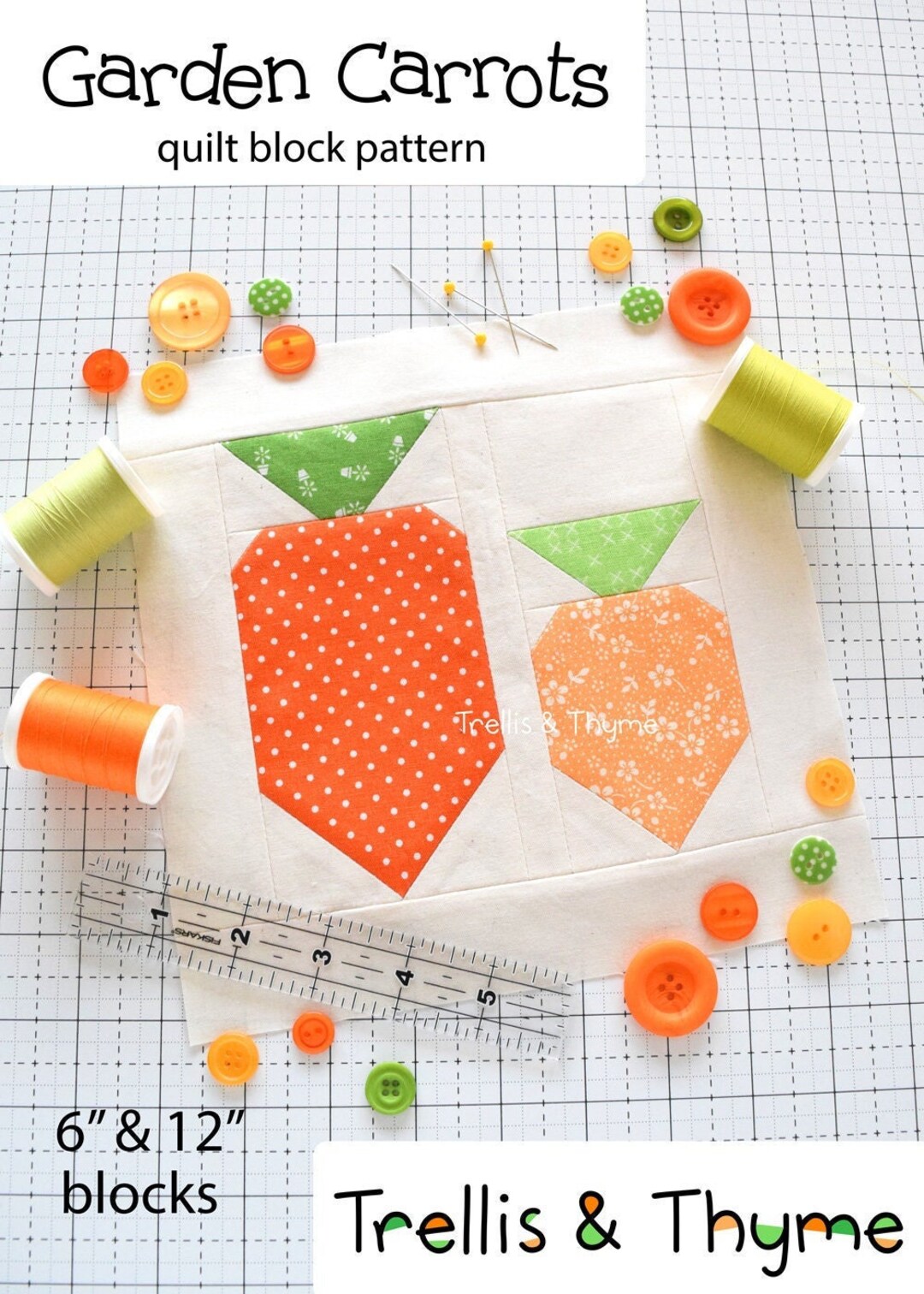 PDF Pattern Garden Carrots Quilt Block Pattern Spring - Etsy