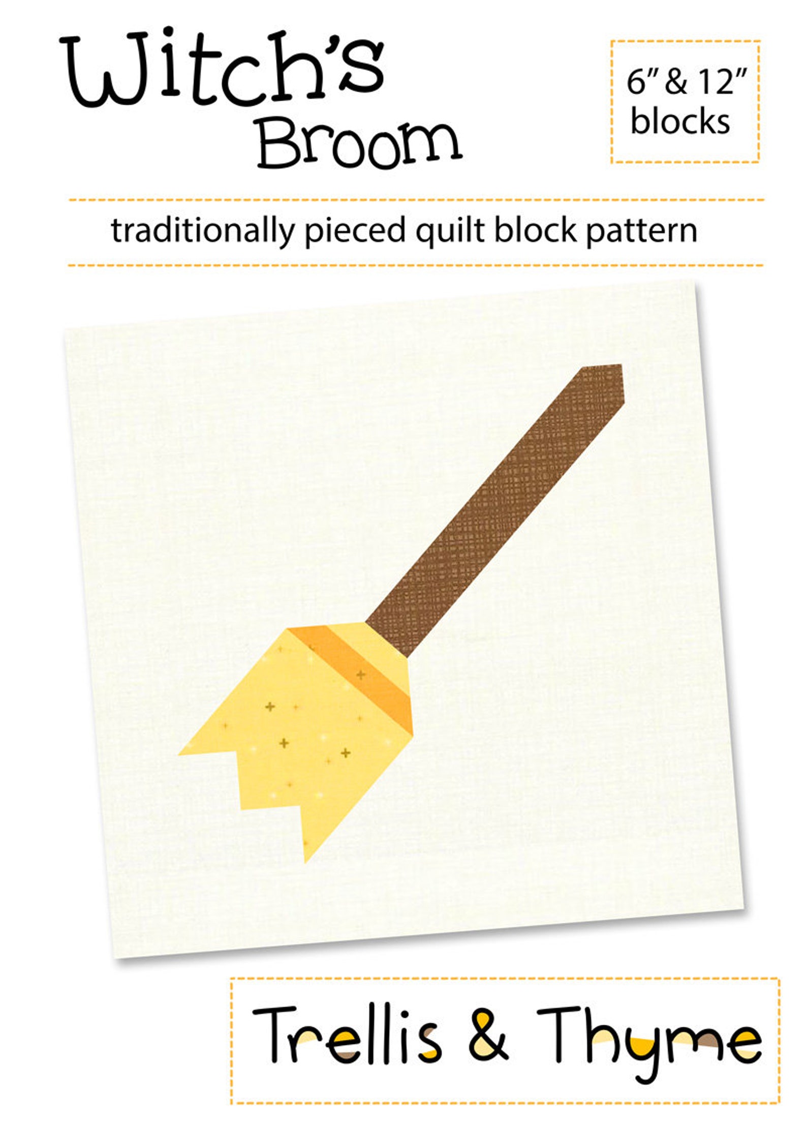 PDF Pattern - Wicked Witch's Quilt Block Bundle, Witch's Broom Quilt ...