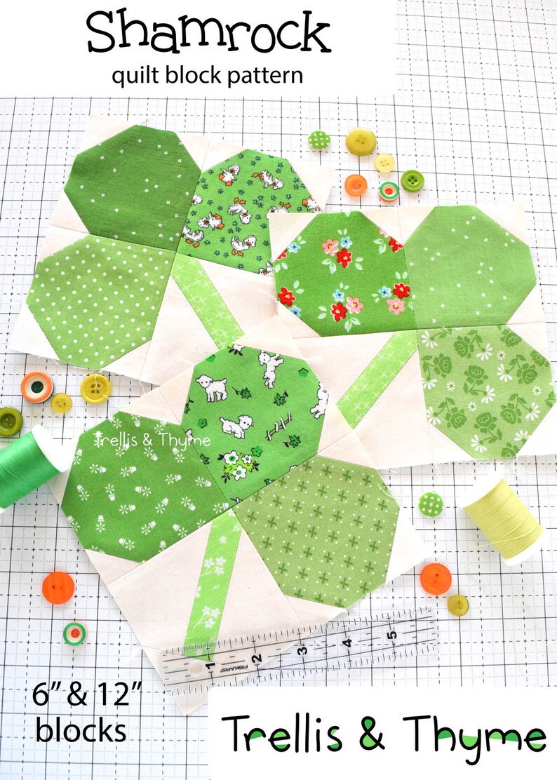 PDF Pattern Shamrock Quilt Block Pattern St Patrick's - Etsy