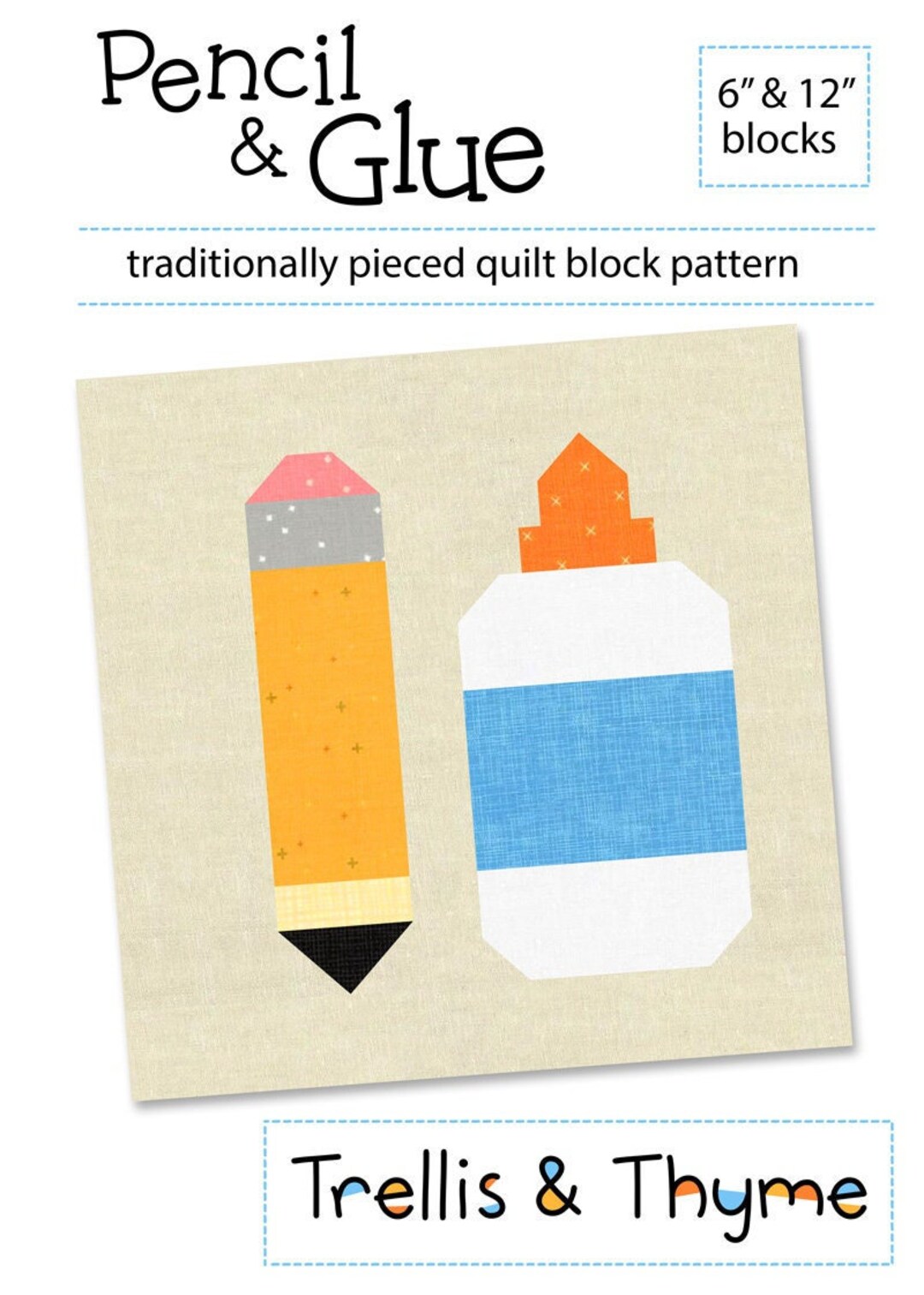 PDF Pattern - Pencil & Glue Quilt Block Pattern, Autumn Quilt Block ...