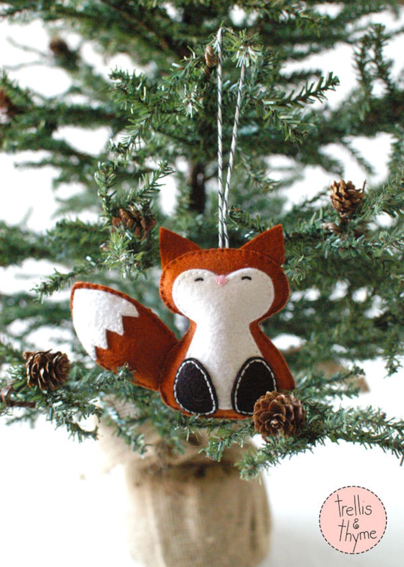 PDF Pattern - Woodland Fox, Winter Felt Ornament Pattern, Christmas ...
