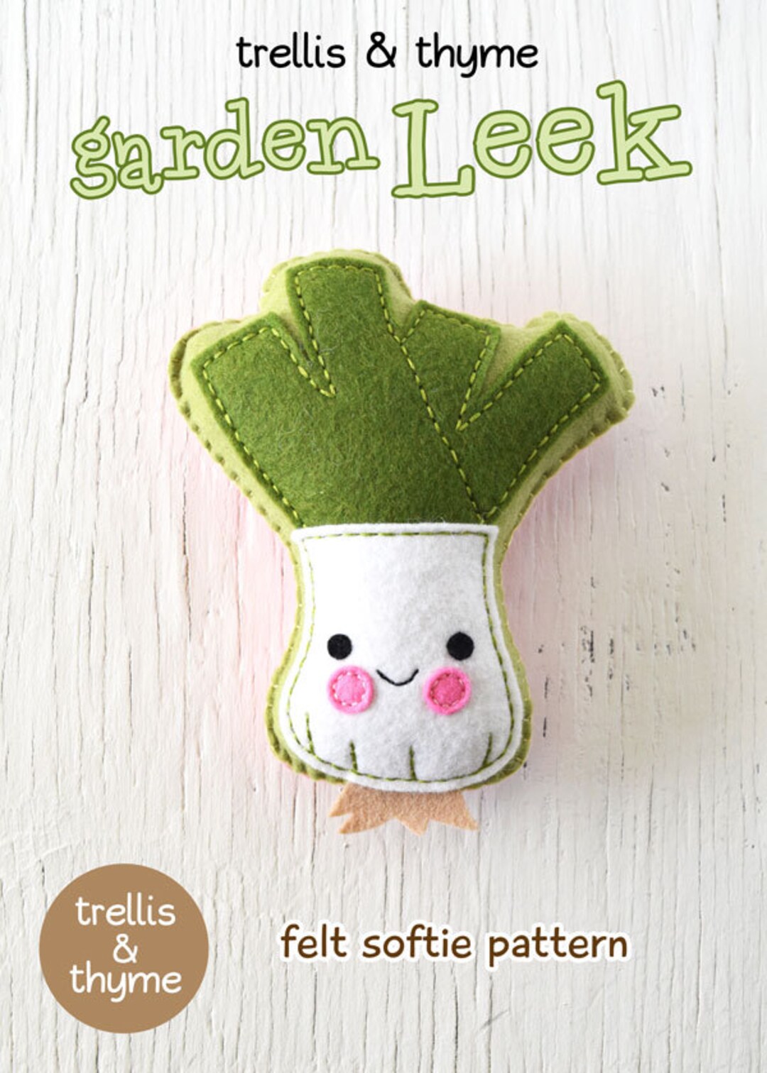 PDF Pattern - Garden Leek Felt Softie Pattern, Kawaii Leek Softie ...