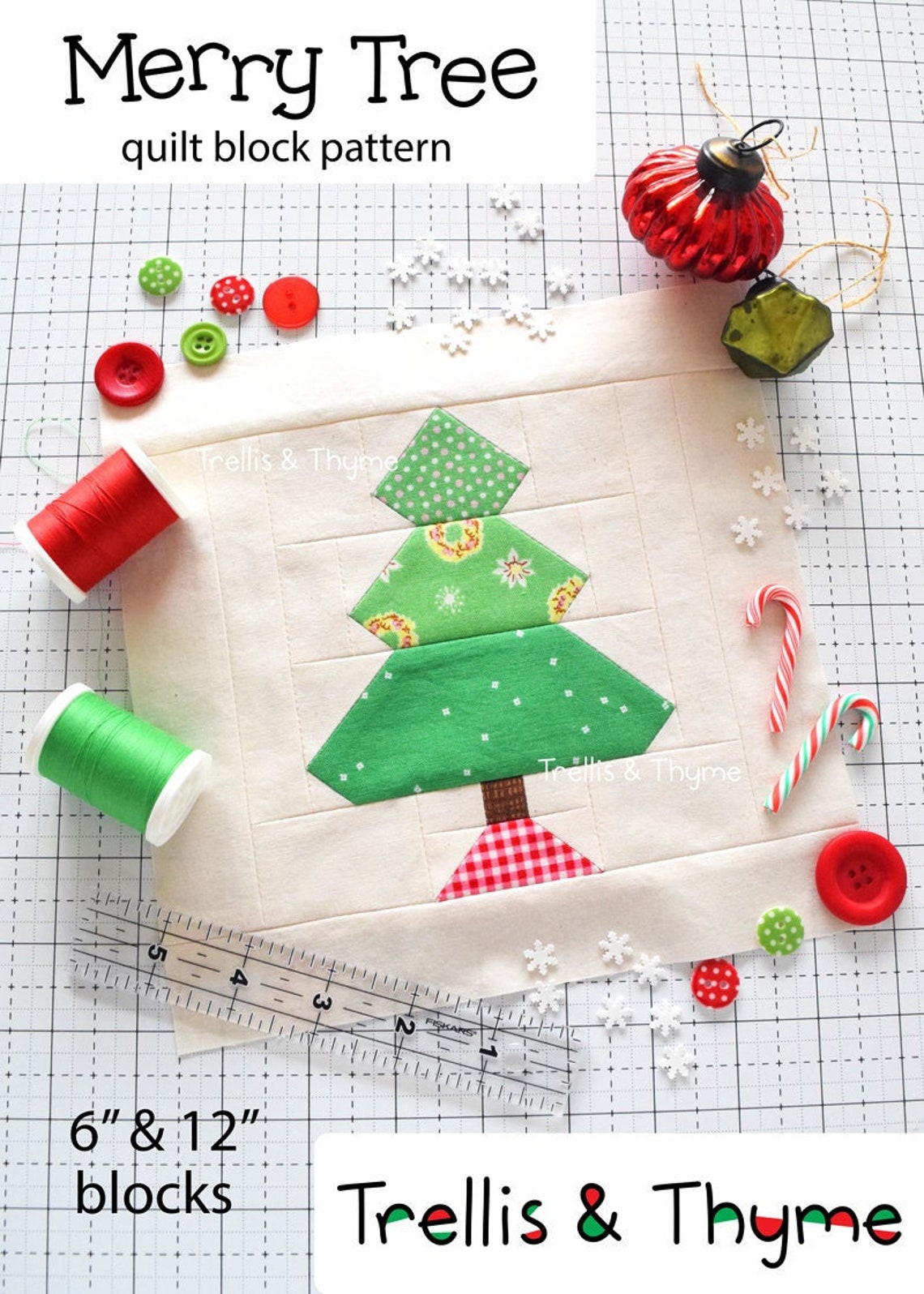 PDF Pattern Merry Tree Quilt Block Pattern Christmas Tree | Etsy