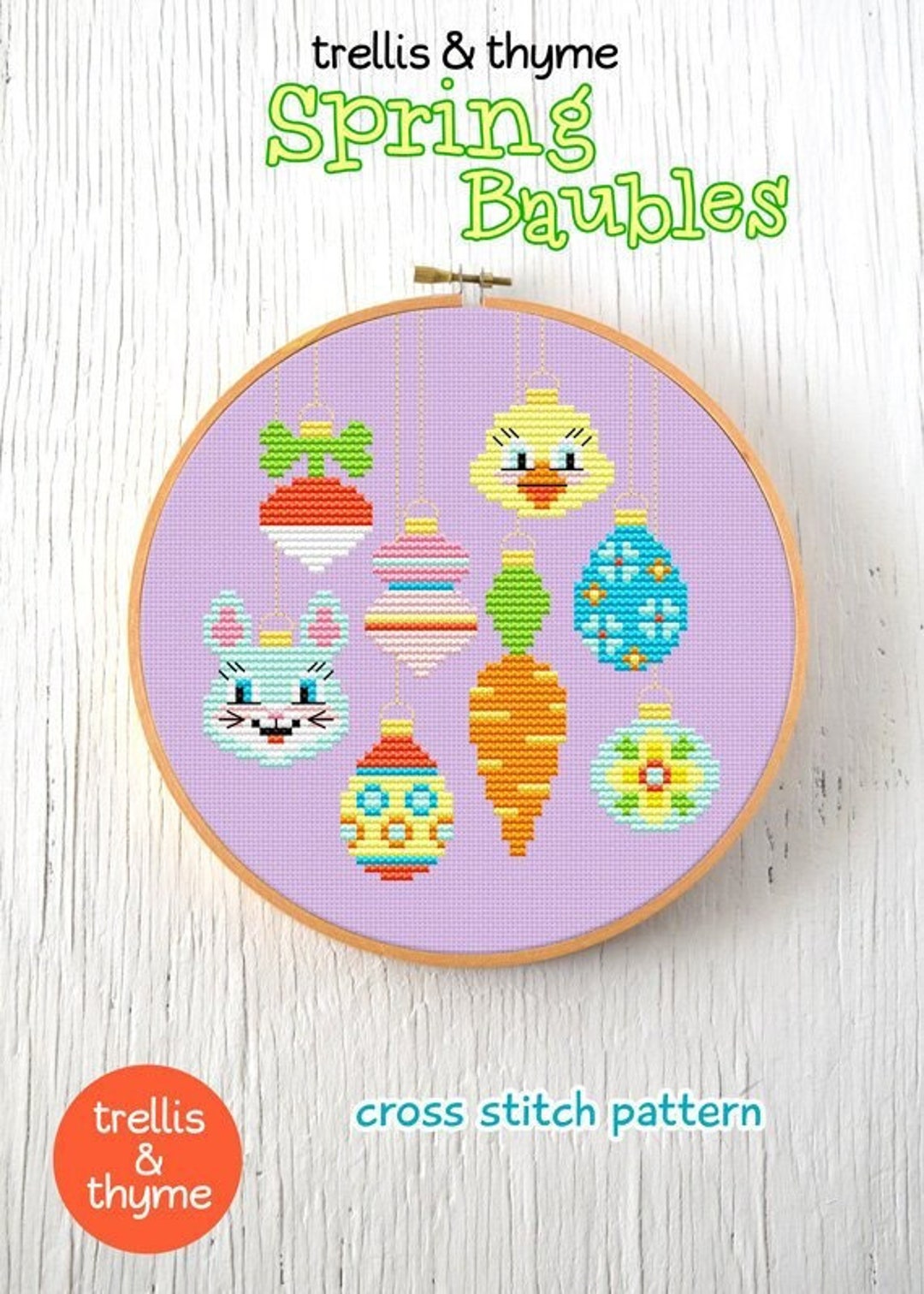 PDF Pattern - Spring Baubles Cross Stitch Pattern, Retro Easter ...