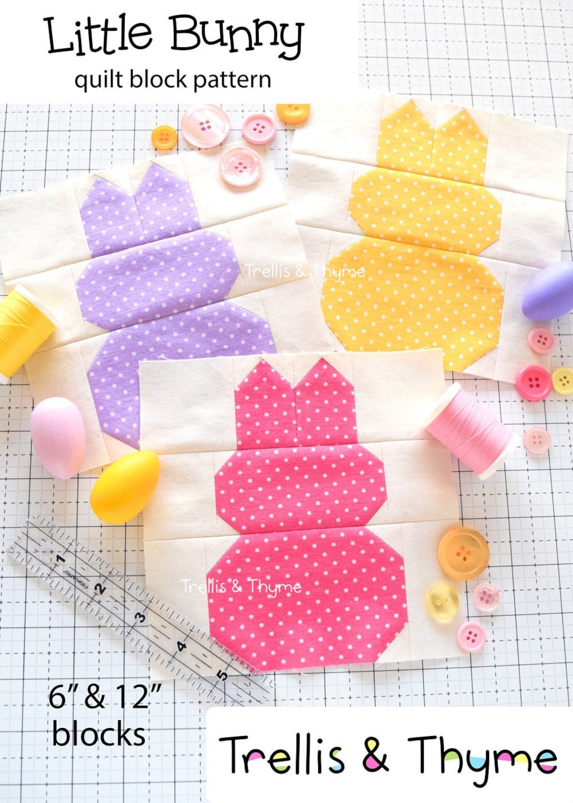 PDF Pattern Little Bunny Quilt Block Pattern Easter Quilt - Etsy