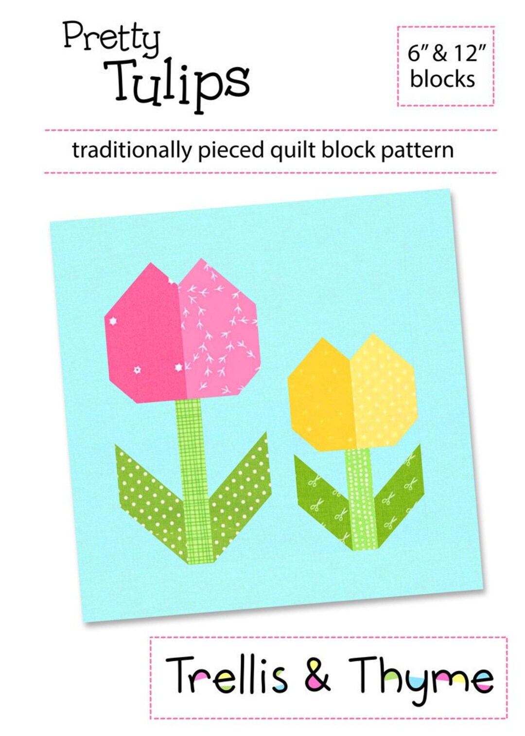 PDF Pattern - Pretty Tulips Quilt Block Pattern, Easter Quilt Block ...