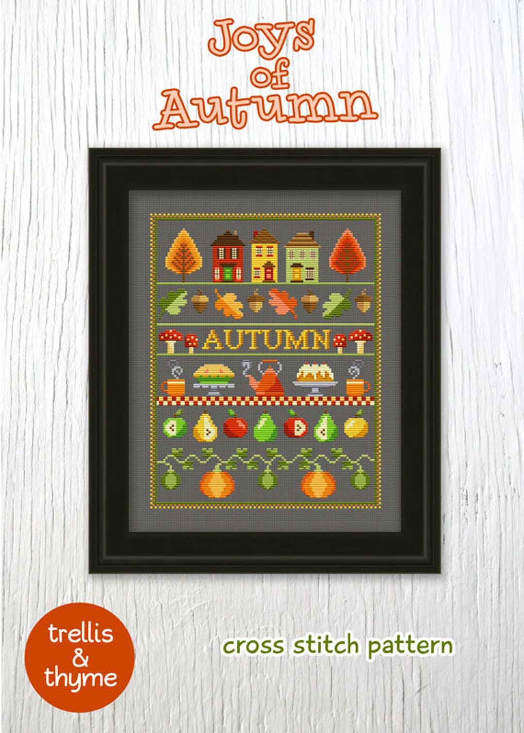 PDF Pattern - Joys of Autumn Cross Stitch Pattern, Autumn Harvest Cross ...