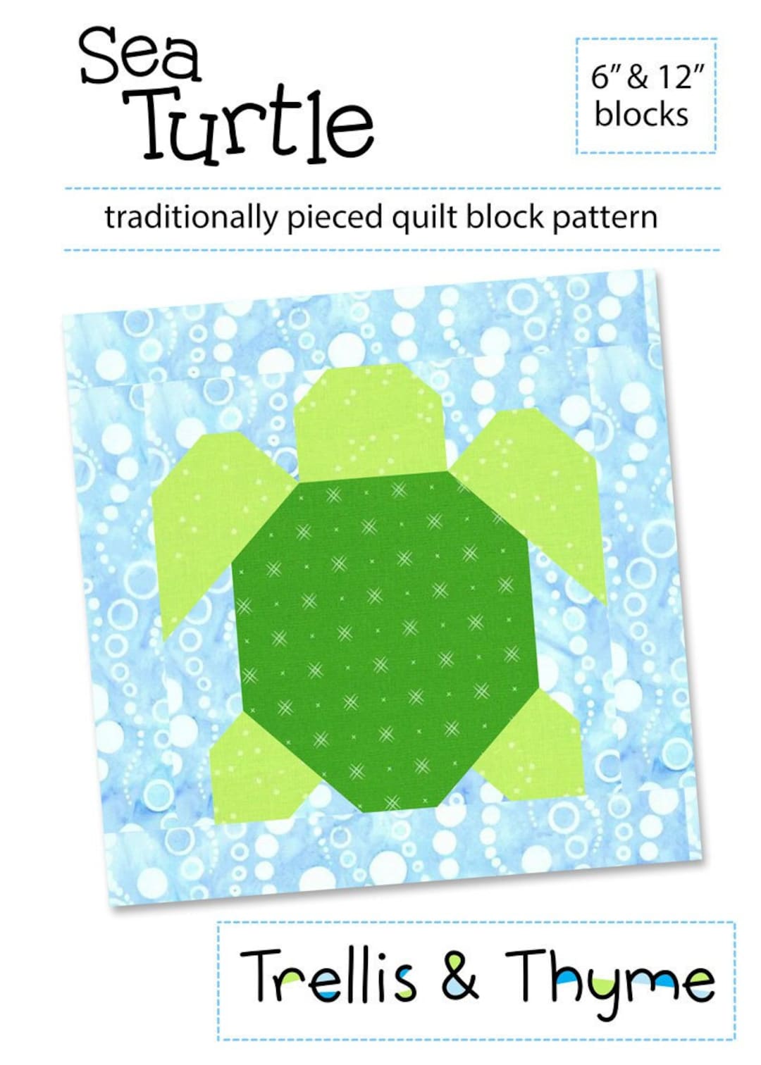 PDF Pattern - Sea Turtle Quilt Block Pattern, Traditional Quilt Block ...
