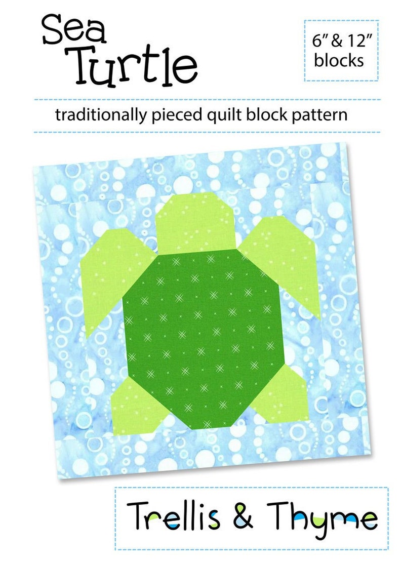 Sea Turtle Quilt Block Pattern – Summer Ocean Sealife (PDF Pattern) - Etsy