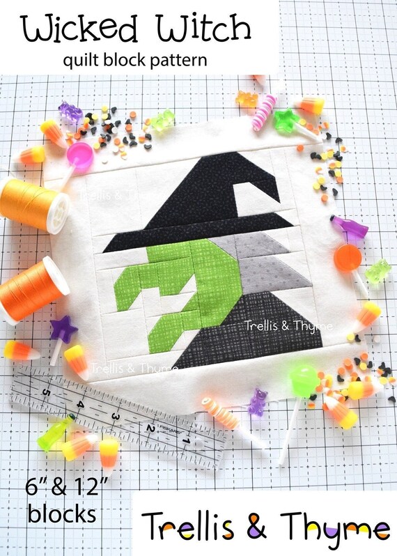 PDF Pattern Wicked Witch Quilt Block Pattern Halloween - Etsy