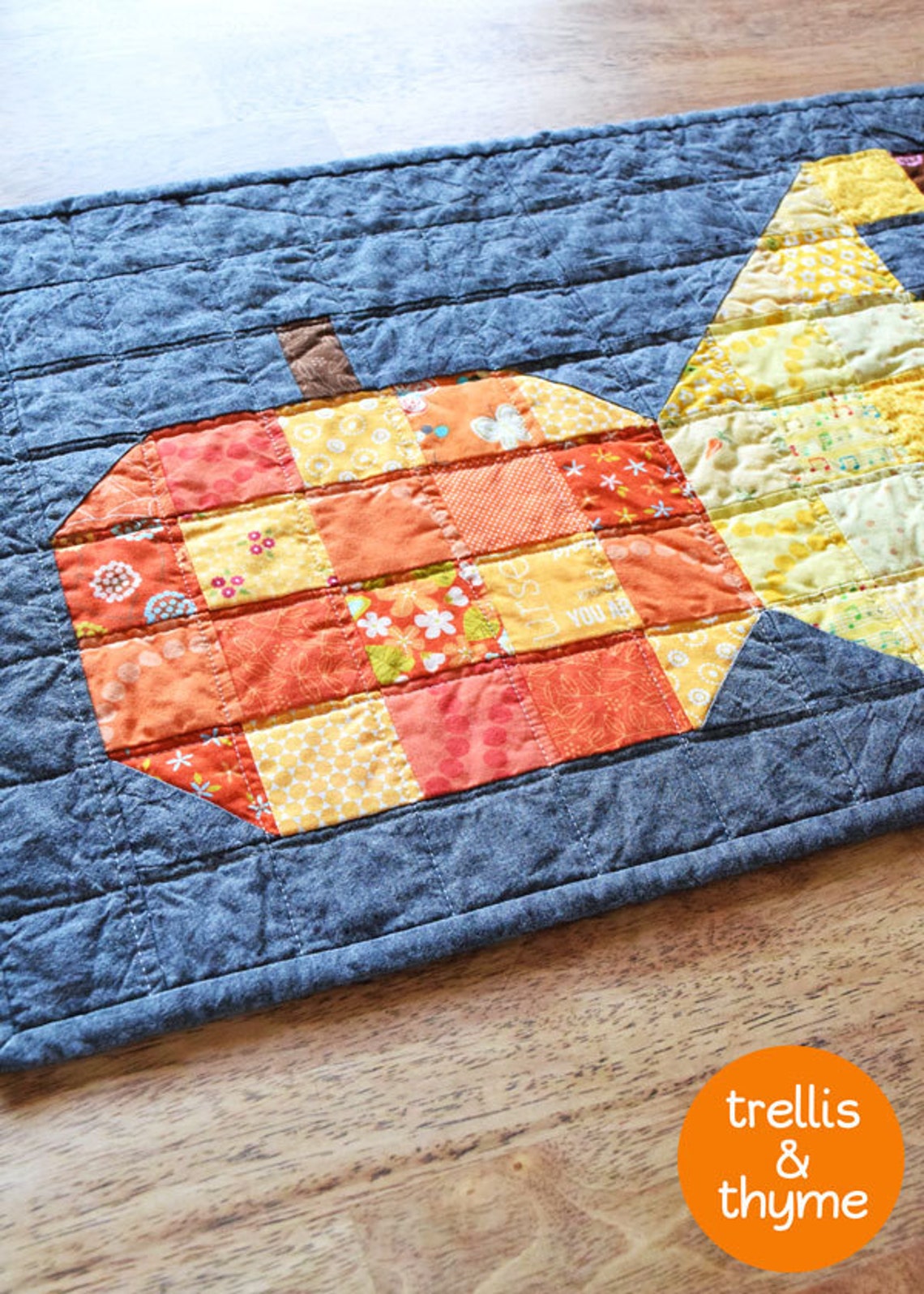 PDF Pattern - Pumpkins & Gourds Table Runner Quilt Pattern, Autumn Mini ...