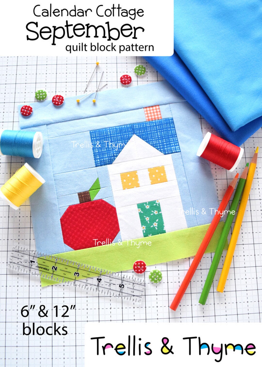 PDF Pattern September Calendar Cottage Quilt Block Pattern - Etsy