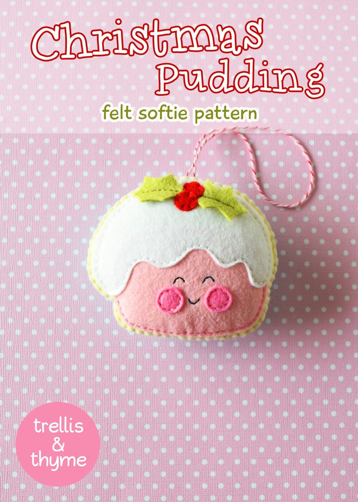 PDF Pattern - Christmas Pudding Felt Pattern, Kawaii Felt Ornament ...