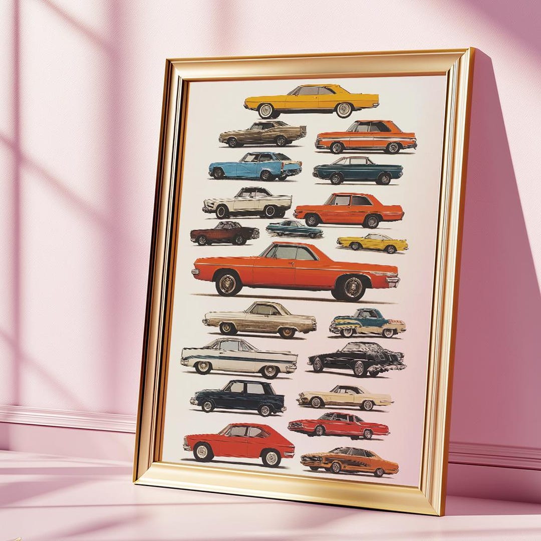 Retro Car Poster: Classic Muscle Car Art (digital Download) - Etsy
