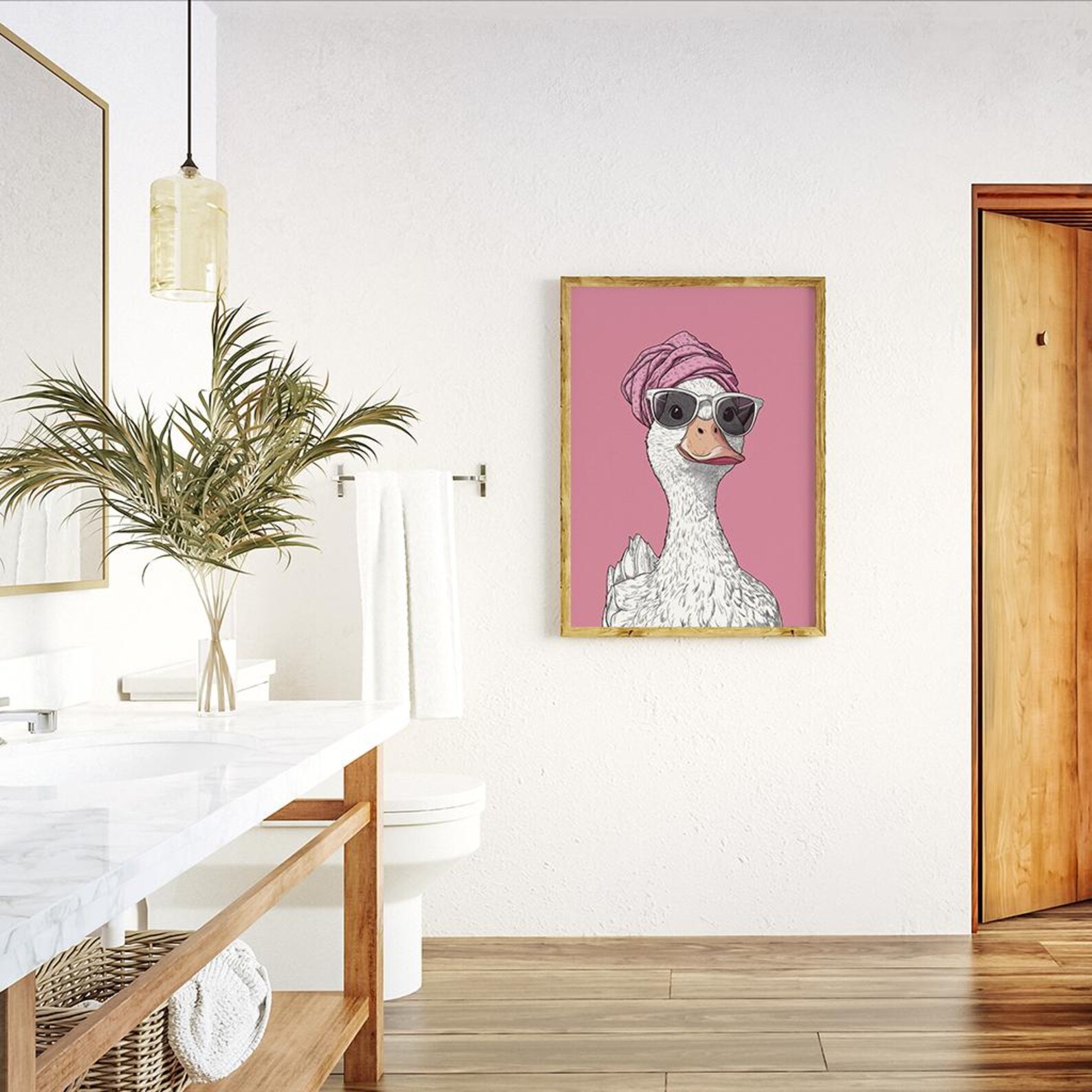 Cute Duck Digital Art Print, Fun Duck Themed Wall Art, Duck Bathroom ...