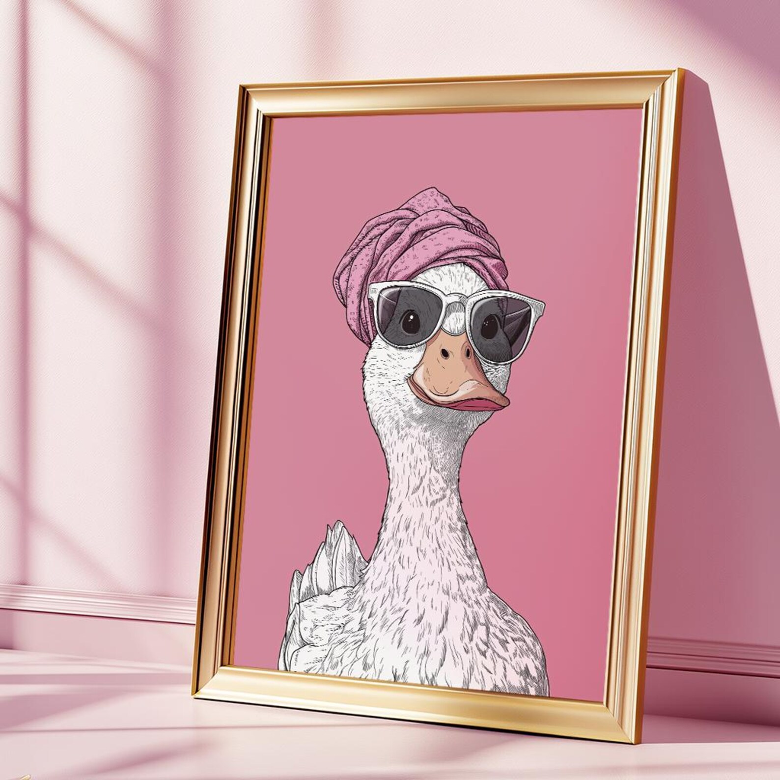 Cute Duck Digital Art Print, Fun Duck Themed Wall Art, Duck Bathroom ...