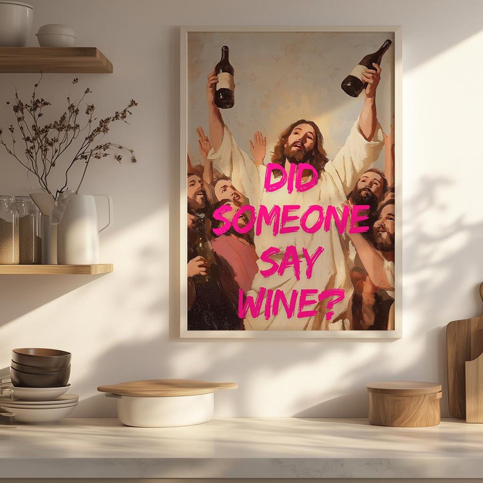 Funny Jesus Wine Poster: Humorous Kitchen Art (digital Download) - Etsy