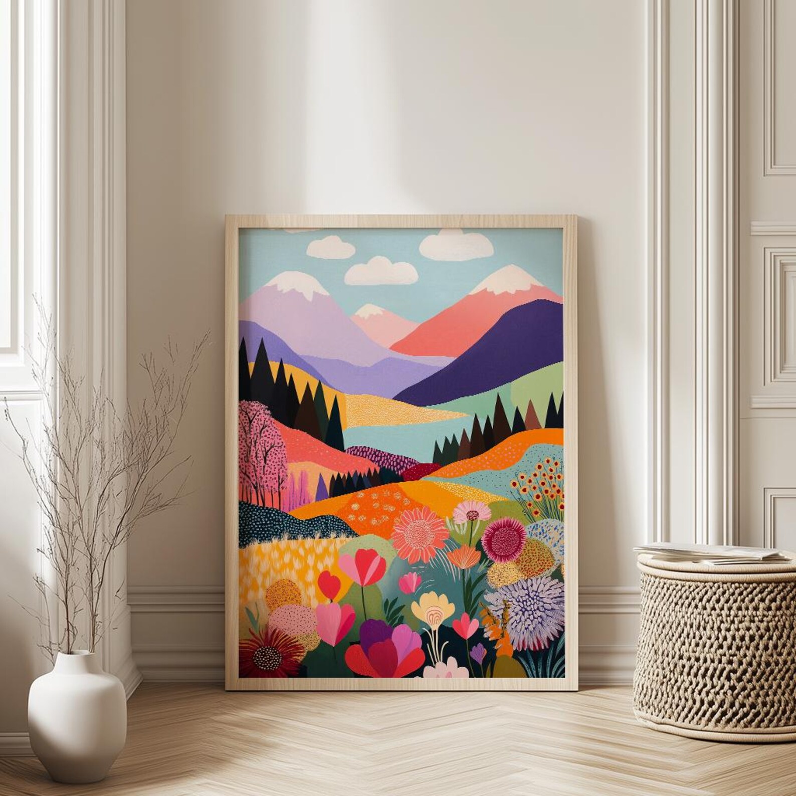 Abstract Mountain Artwork, Colorful Wall Art, Abstract Art, Patchwork ...