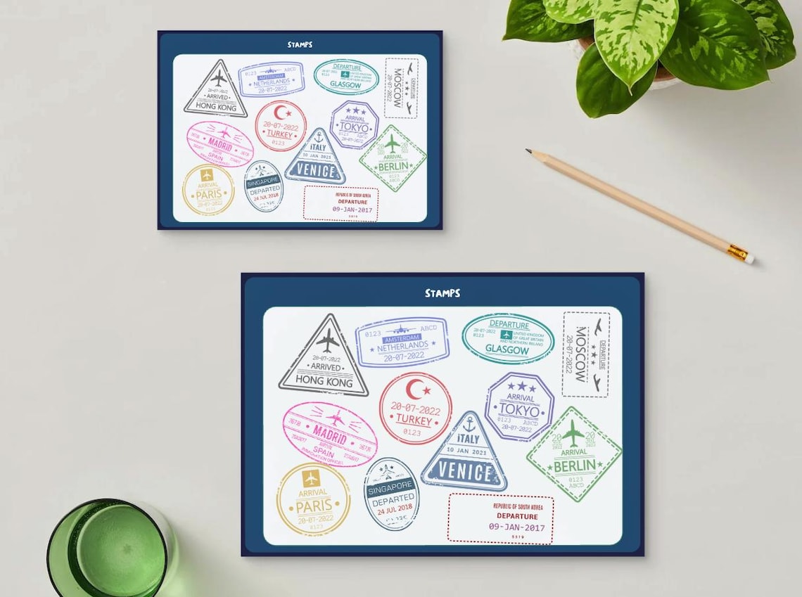 Printable Kids Travel Passport Making Activity Kit | 15 Pages | Stamps ...