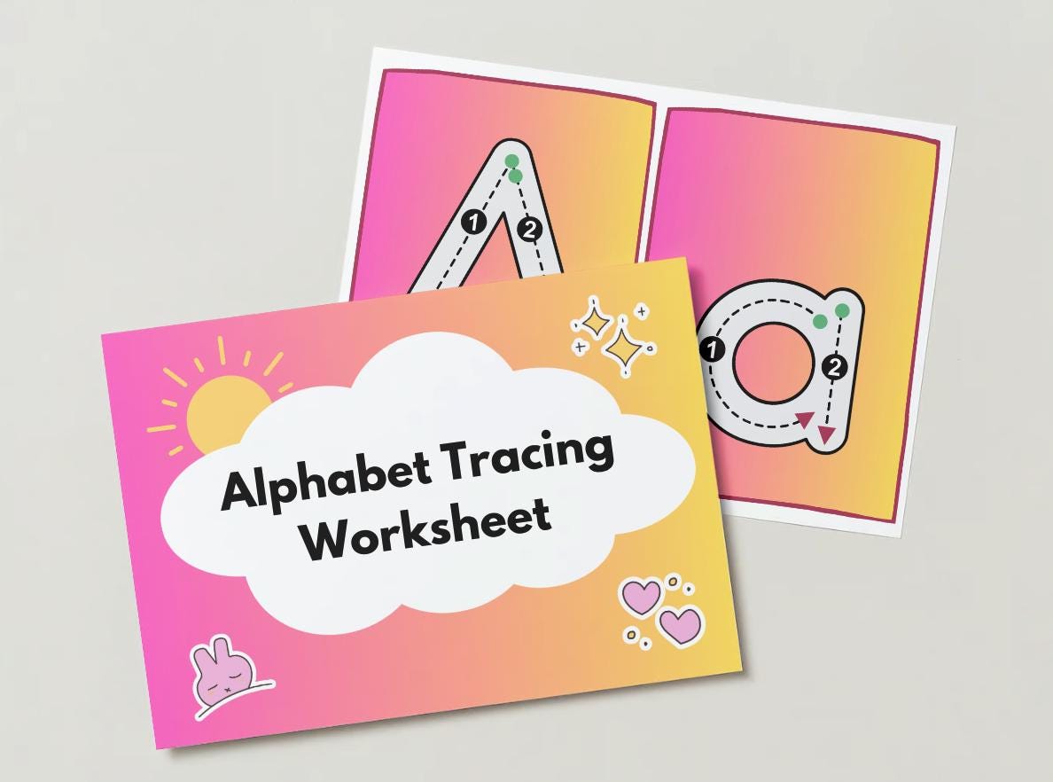Alphabet Tracing Worksheet - Etsy