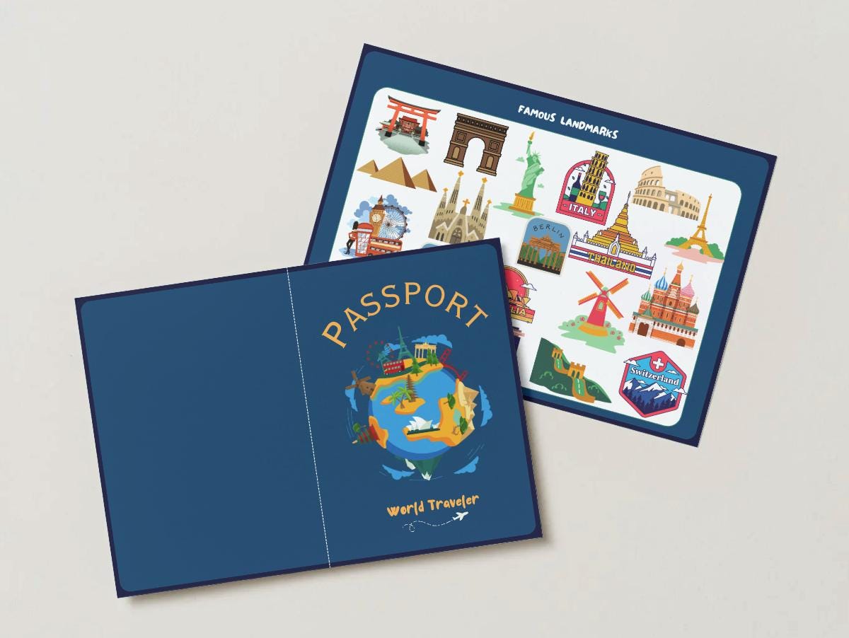 Printable Kids Travel Passport Making Activity Kit | 15 Pages | Stamps ...