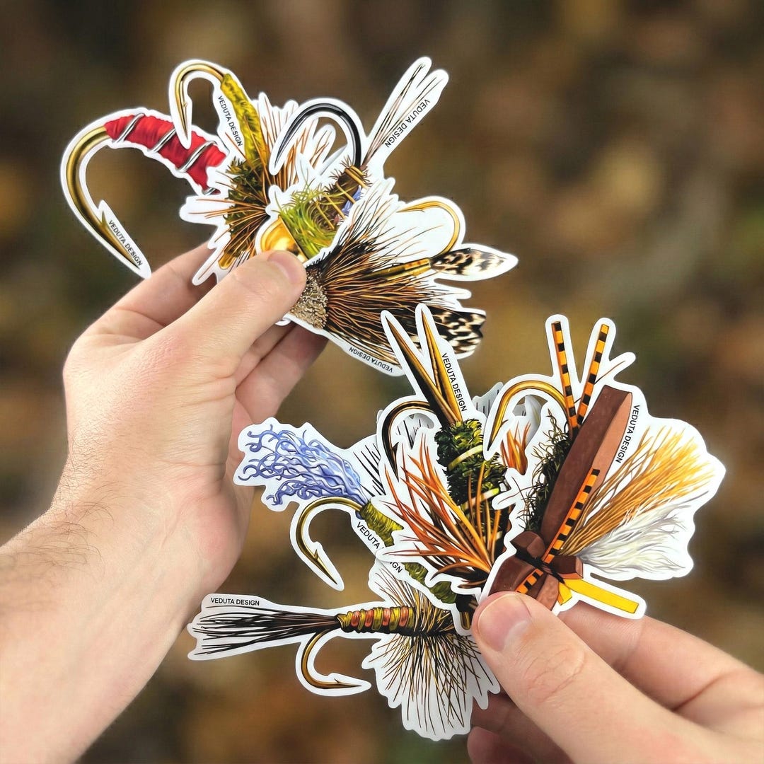 Fly Fishing Stickers – Hand Drawn Trout Fly Vinyl Decals - Etsy