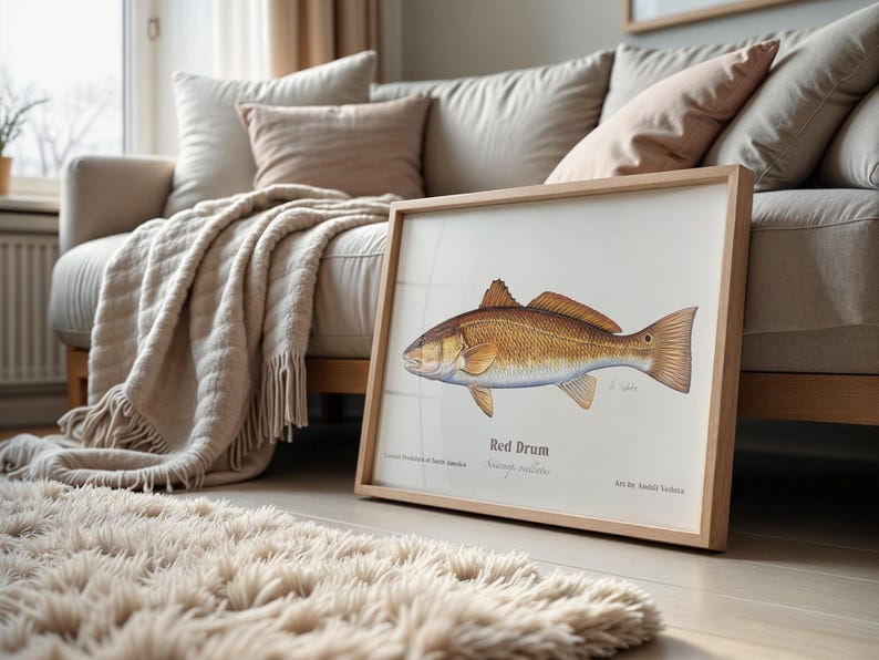 Redfish Illustration Art Print: Saltwater Angler Gift - Etsy
