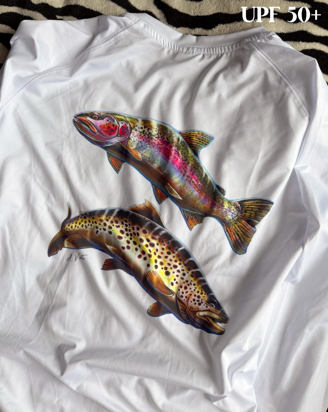 Trout Fishing Shirt With UPF 50 + Stunning Rainbow and Brown Trout ...