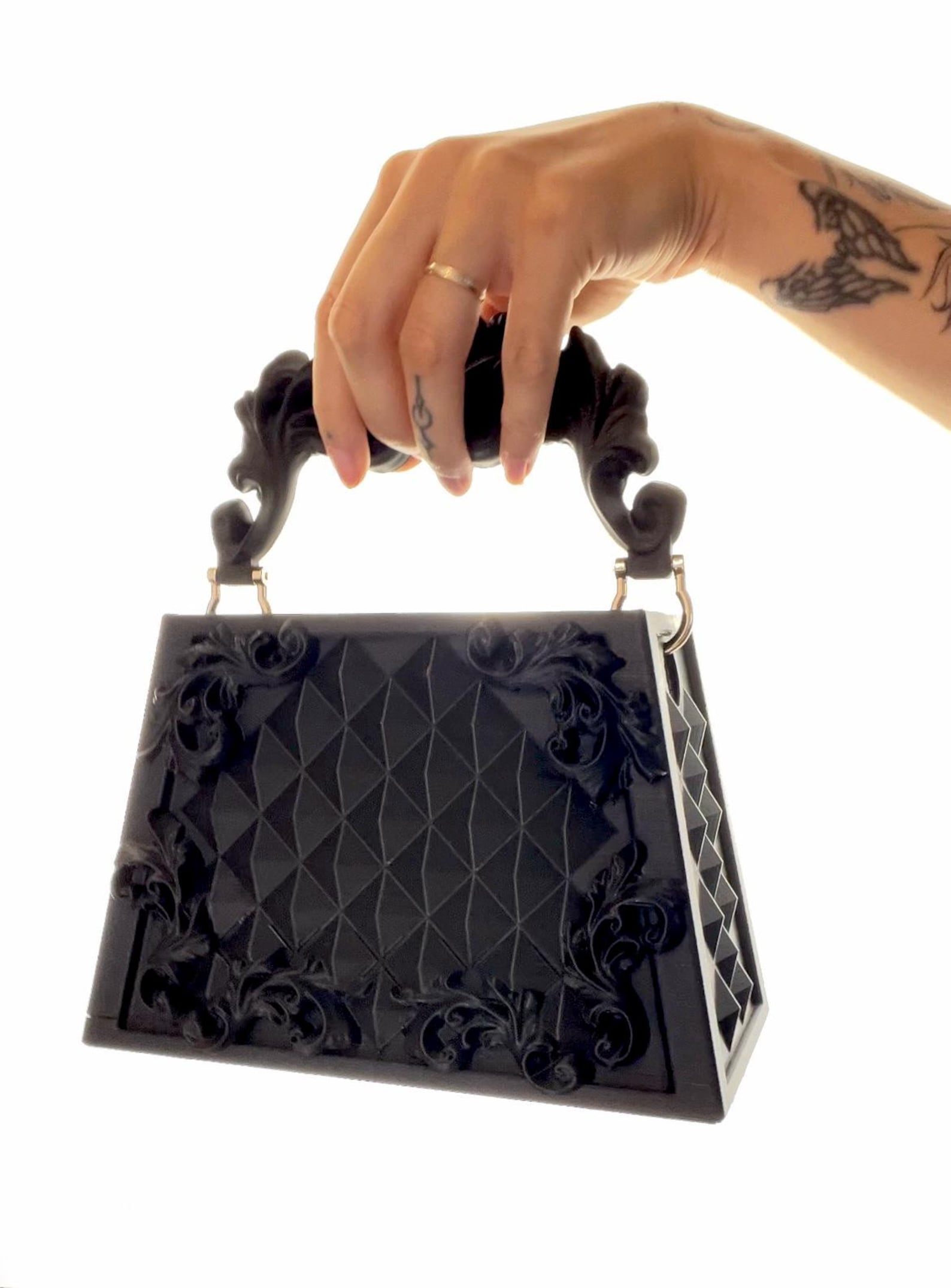 3D Printed Sculptural Handbag: Noir Geometry, Sustainable Fashion - Etsy