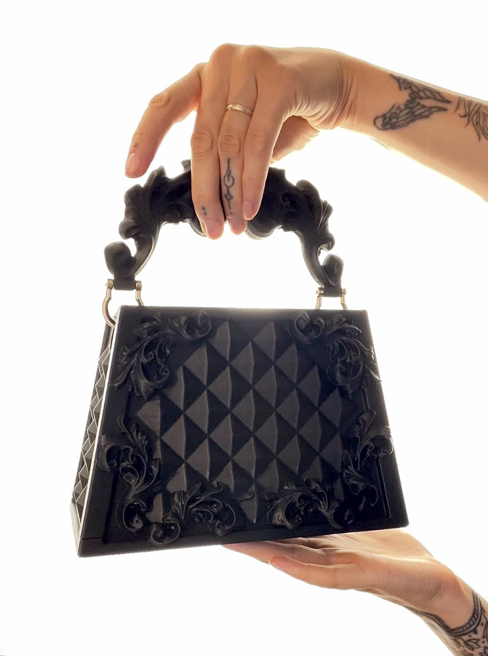 3D Printed Sculptural Handbag: Noir Geometry, Sustainable Fashion - Etsy