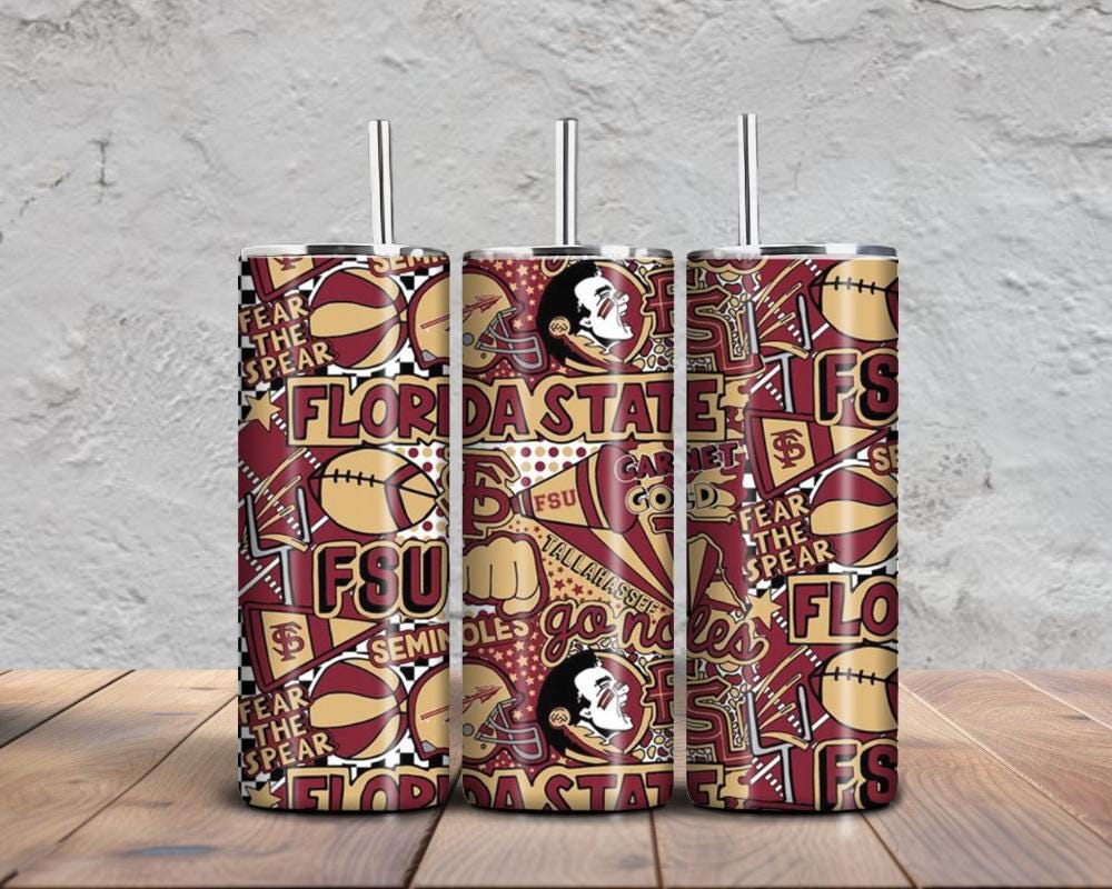Tumbler Wrap Fsu Png 20oz Skinny Design - Etsy