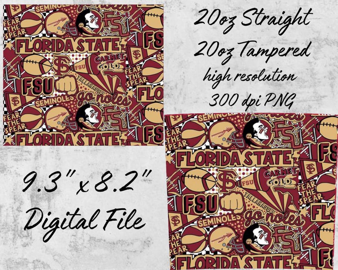 Tumbler Wrap Fsu Png 20oz Skinny Design - Etsy